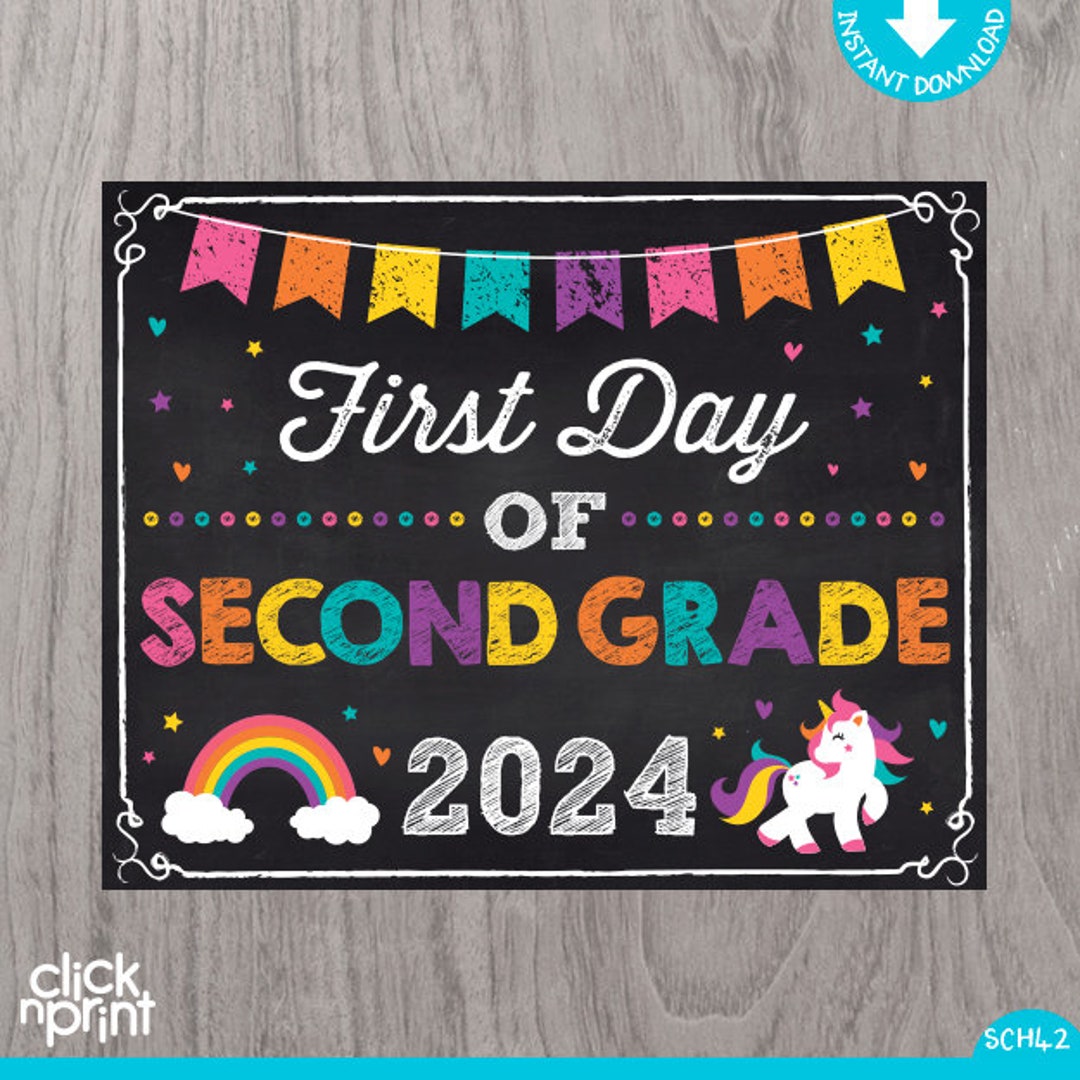 Unicorn First Day of Second Grade Sign Instant Download Print Yourself ...