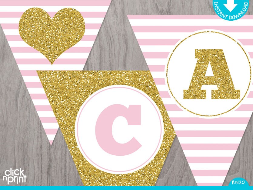 Pink and Gold Candy Bar Banner Print Yourself Candy Bar | Etsy