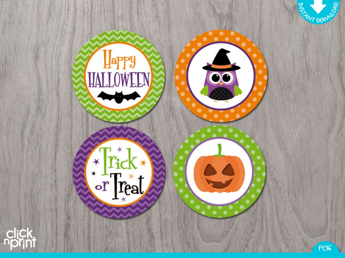 Halloween Party Print Yourself Stickers Cupcake Toppers or - Etsy