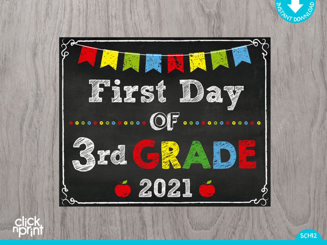 First Day of Third Grade Sign Instant Download Print Yourself | Etsy