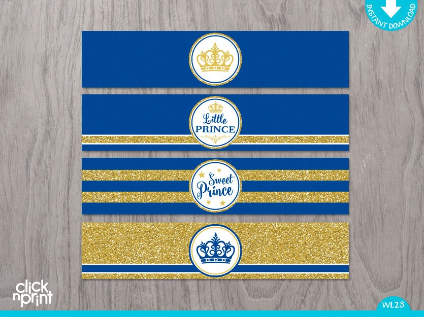 Prince Baby Shower or Birthday Royal Blue Gold Glitter Print | Etsy