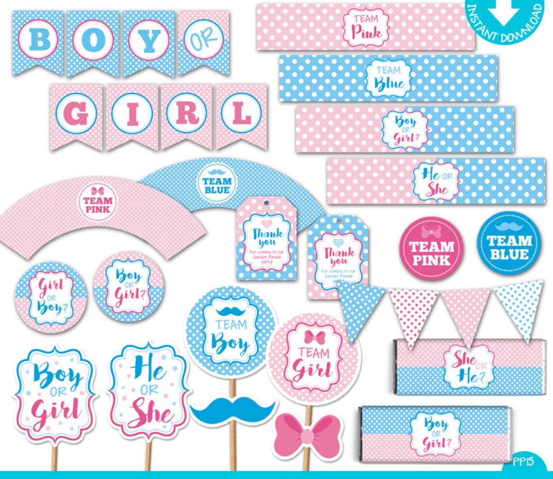 Gender Reveal Print Yourself Party Package Printable Baby | Etsy