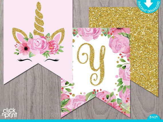 Unicorn Printable Birthday Banner Unicorn Happy Birthday Banner
