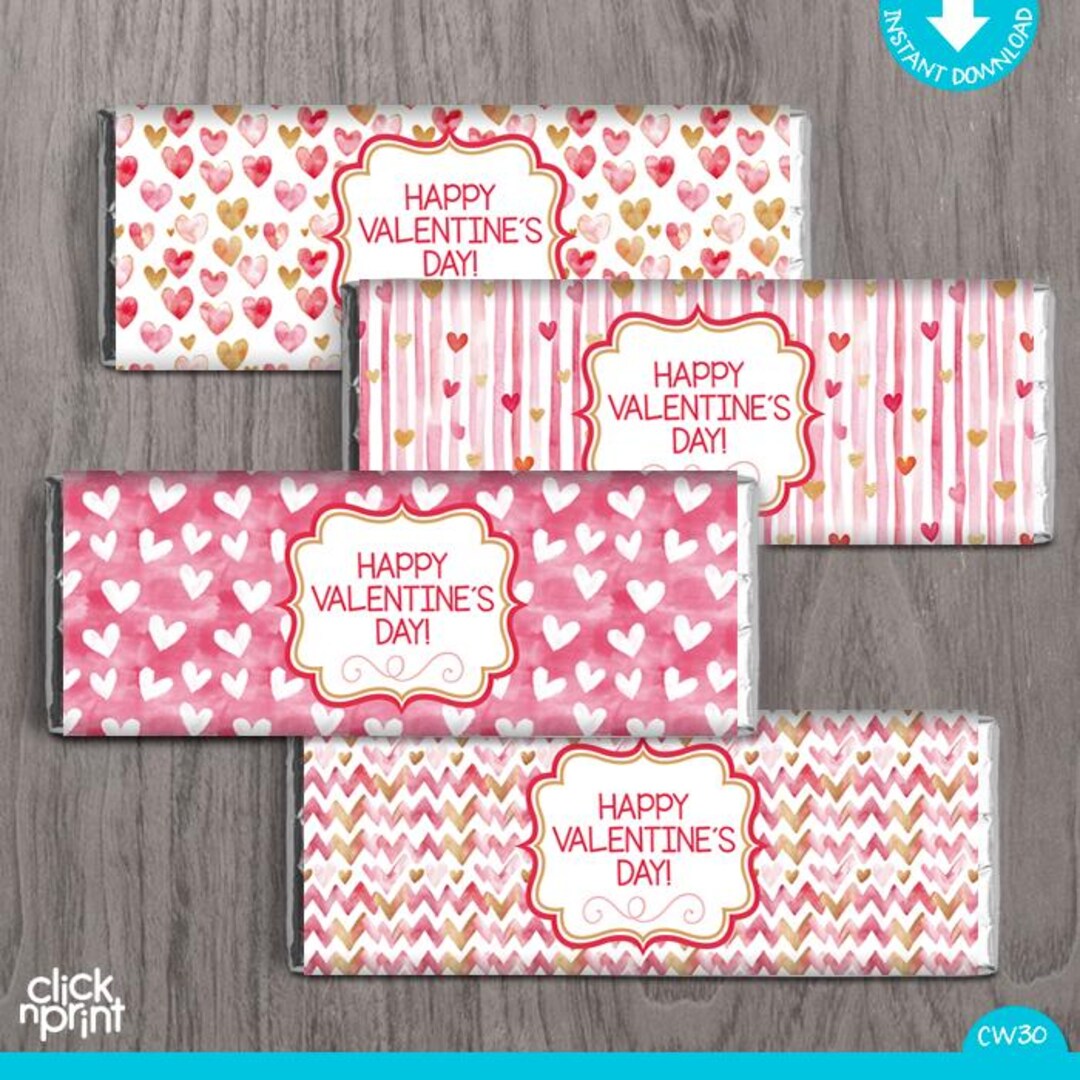 Valentine's Day Print Yourself Chocolate Wrappers, Printable Candy ...