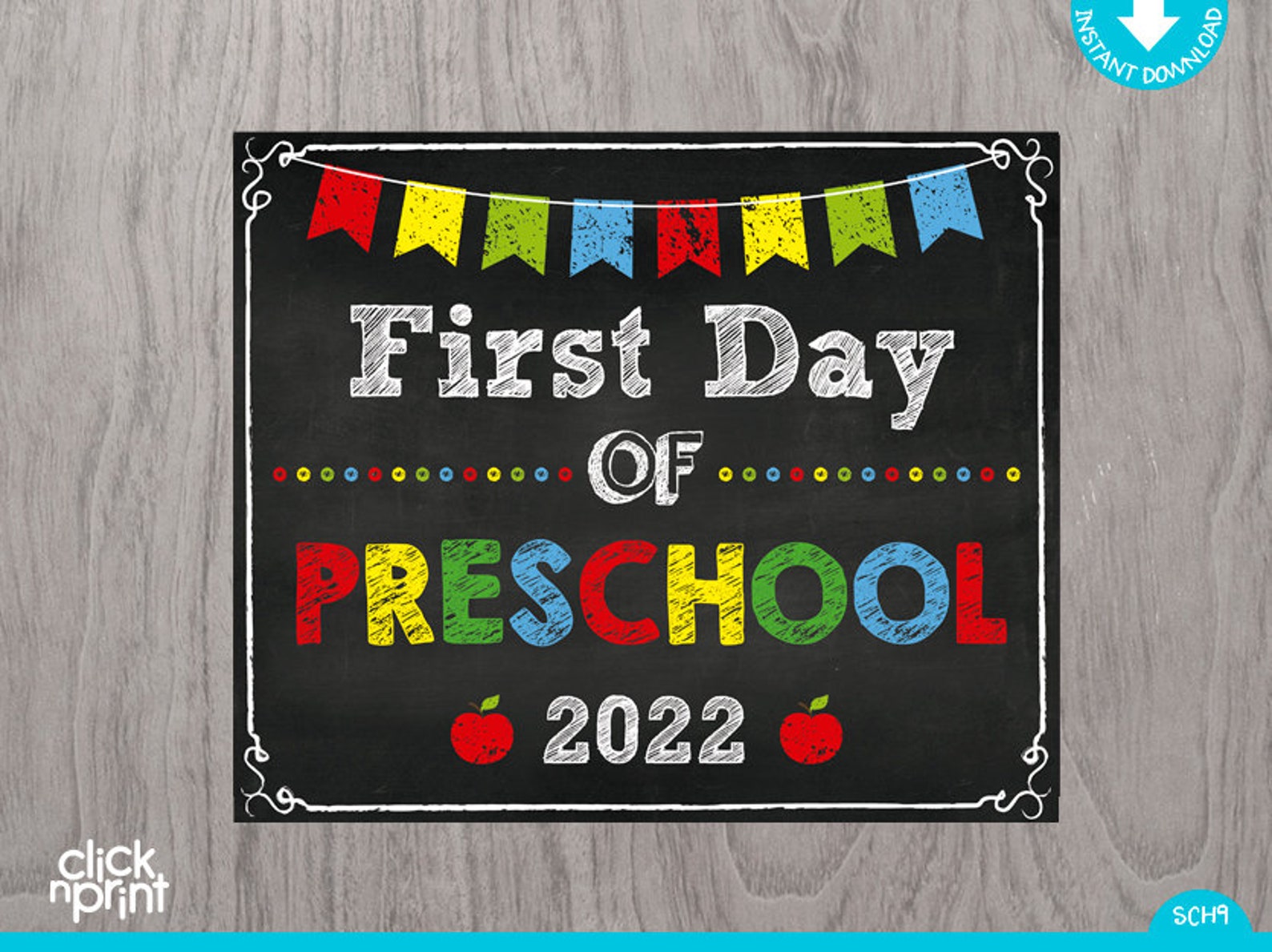 First Day of Preschool Sign Instant Download Print Yourself | Etsy