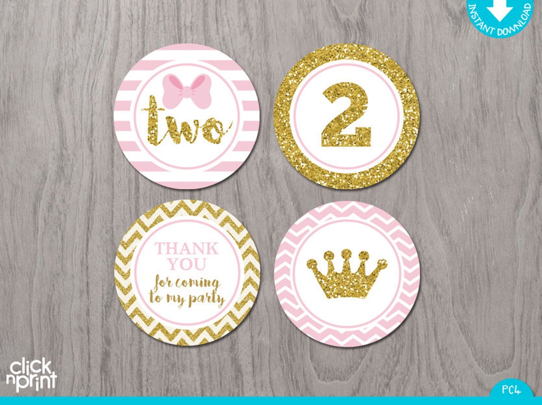 Pink and Gold Print Yourself Cupcake Toppers Printable Party - Etsy