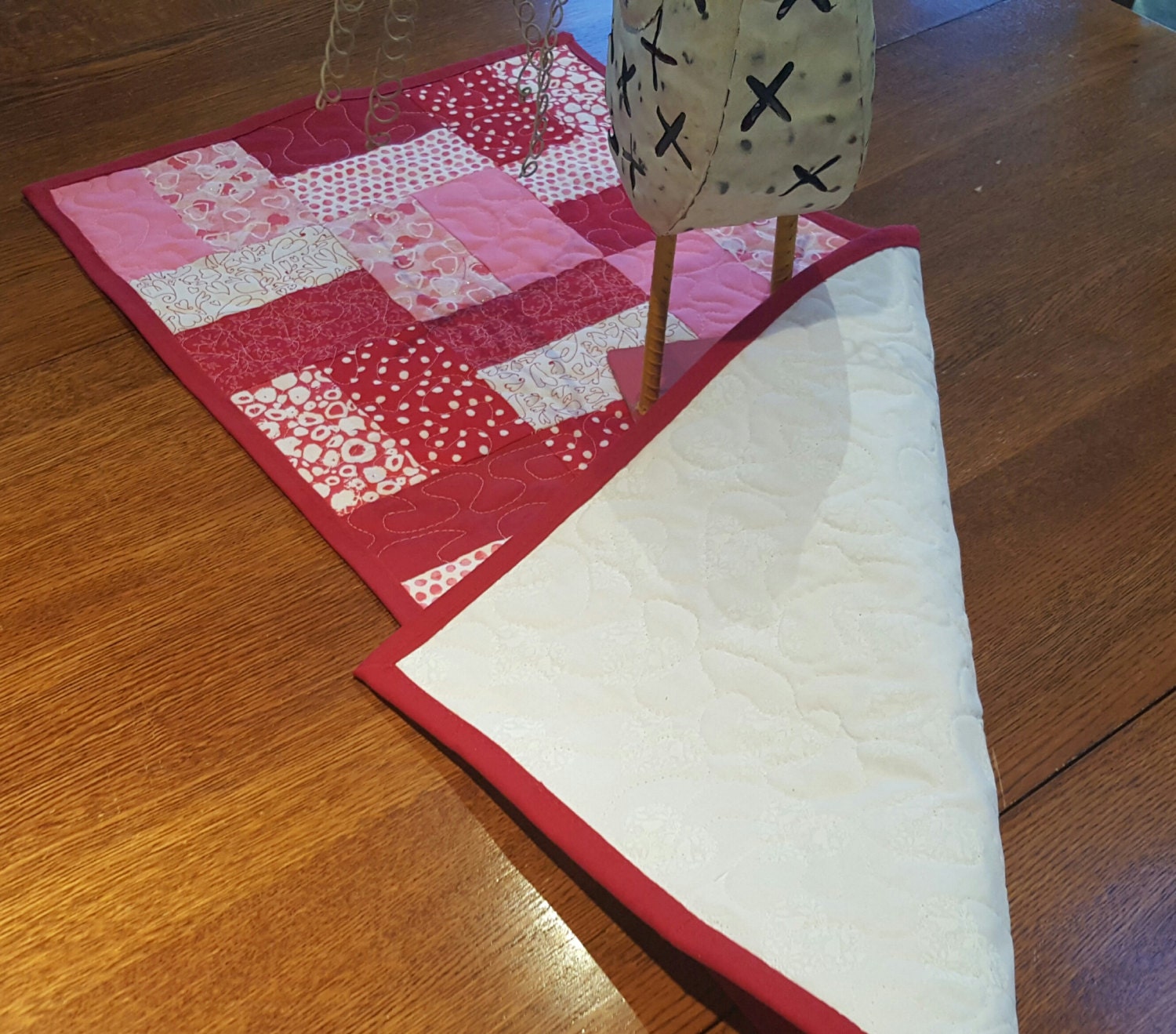 Chocolate-friendly Quilted Valentine Table Runner - Pinks and Reds and ...