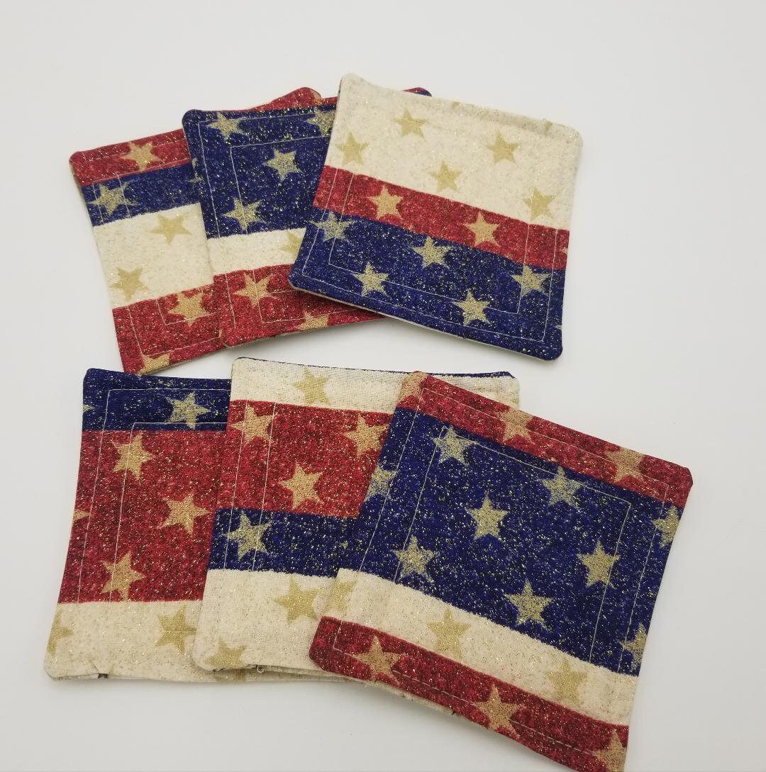 United States Quilted Patriotic Coasters - Set of 6 and Free Shipping ...