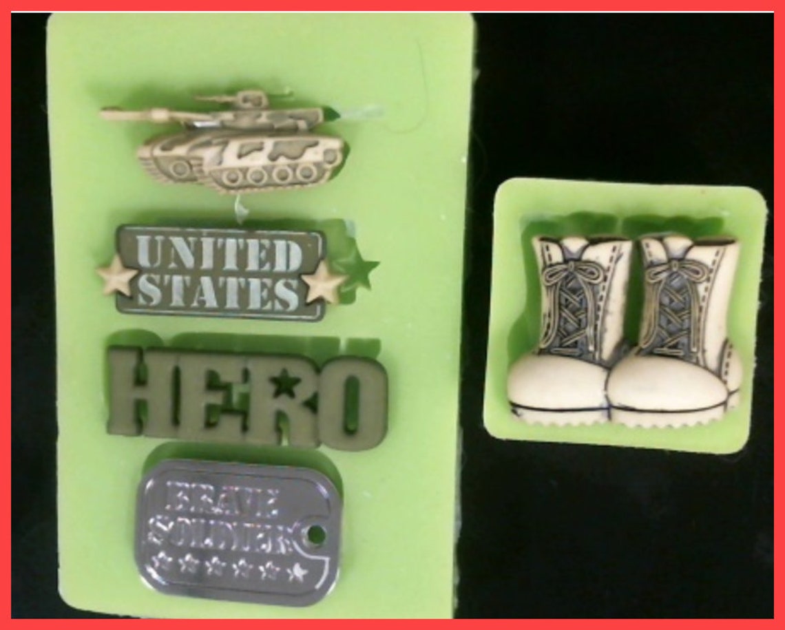 Silicone Mold Military Hero Tank United States Brave Soldier Tag Army ...