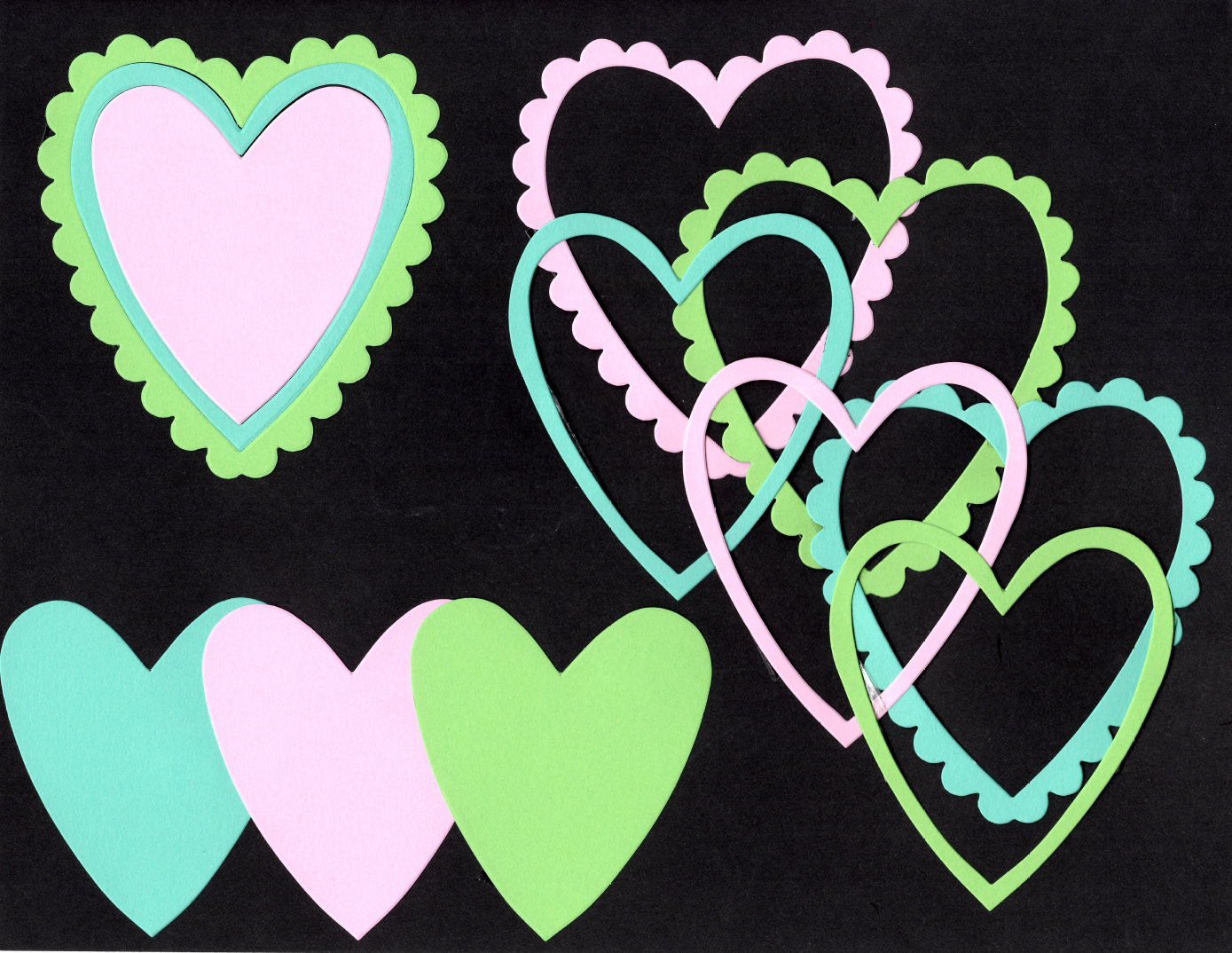 4 Heart Frame Set Cutout Cut Out Paper Piecing, Valentine Embellishment ...
