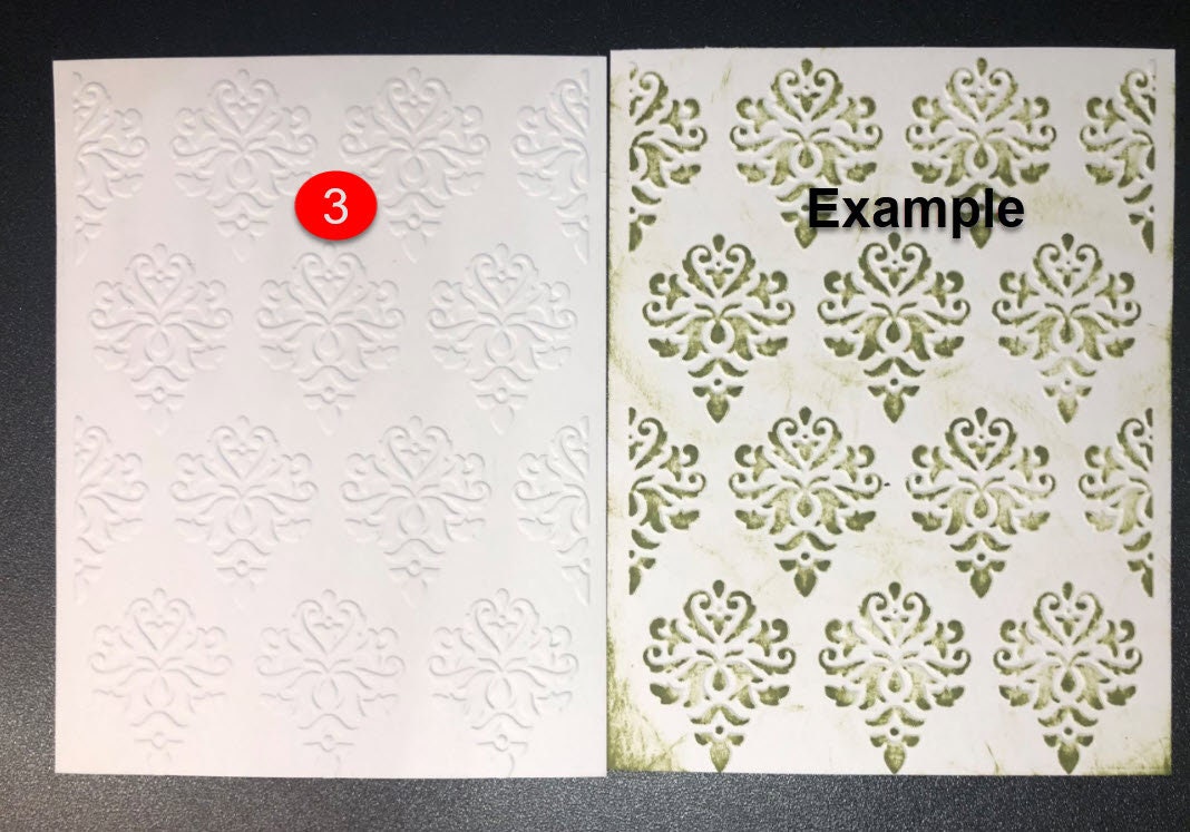3D Embossed Card Front Topper A2 Textured Paper DAMASK Folk Art Flower ...