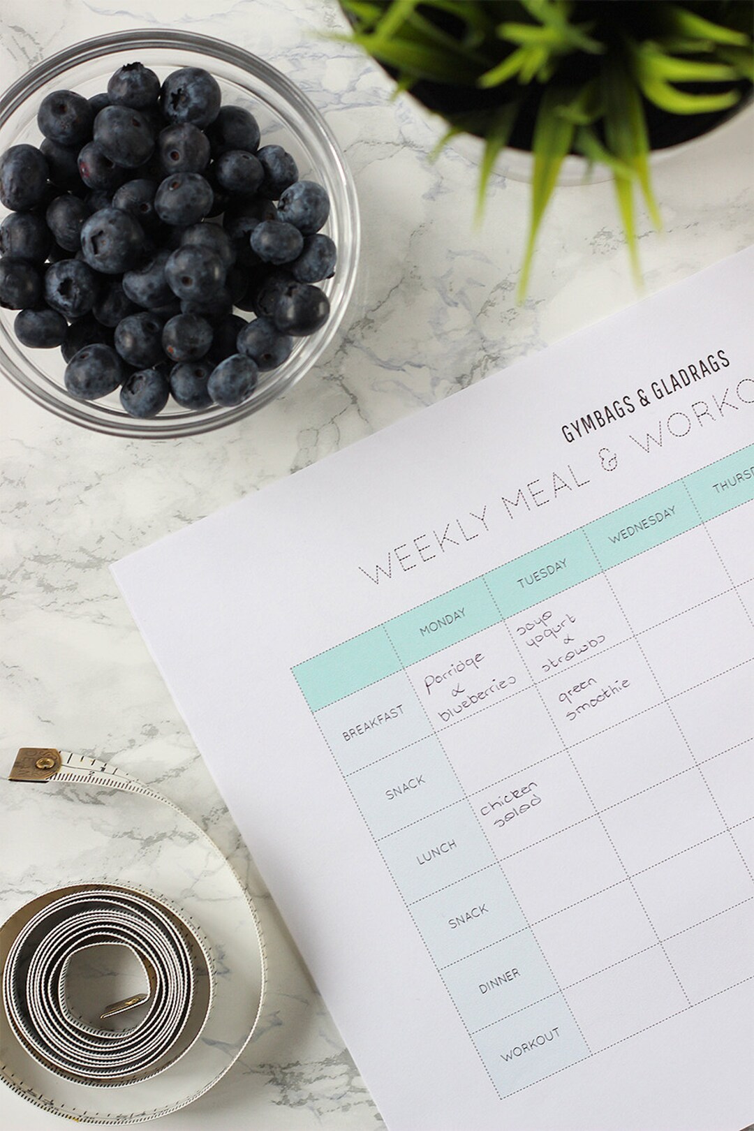 Weekly Meal and Workout Planner Printable - Etsy