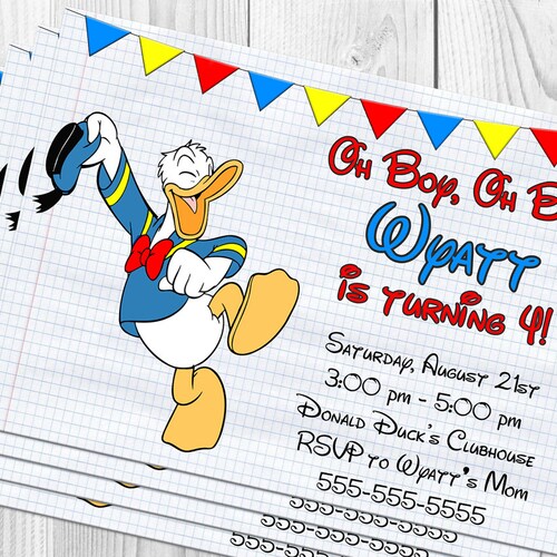 Modern Donald Duck Invitation Donald Duck Birthday Party - Etsy Hong Kong