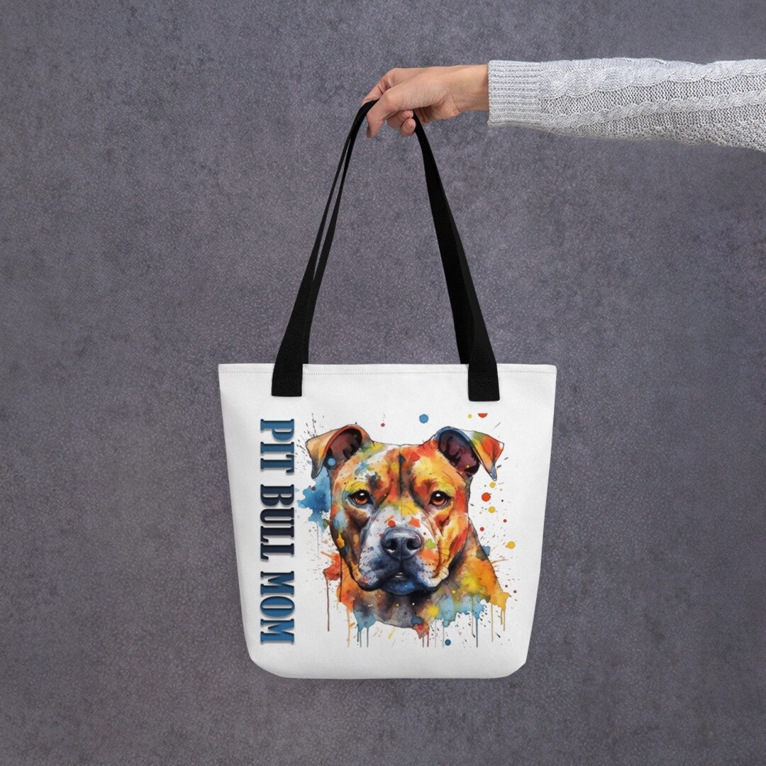 Pit Bull Mom Tote Bag, Colorful Pitbull Mom Tote Bag, Pit Bull Mom Book ...