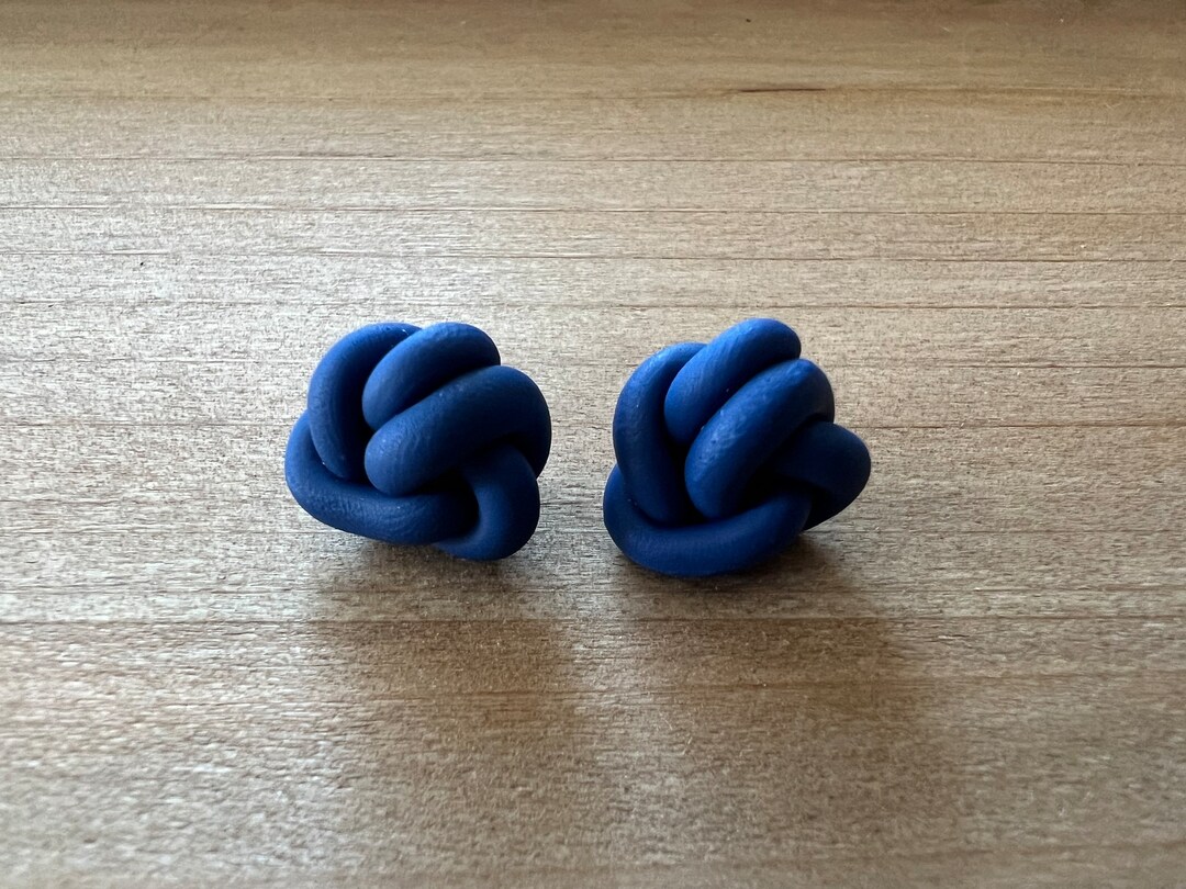 Navy Polymer Clay Knot Studs - Etsy