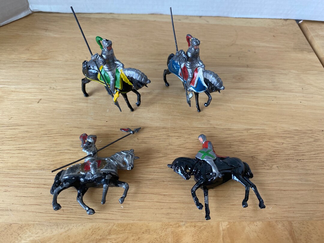 Set of 4 Vintage Metal Jousting Medieval Knights on Horseback - Etsy