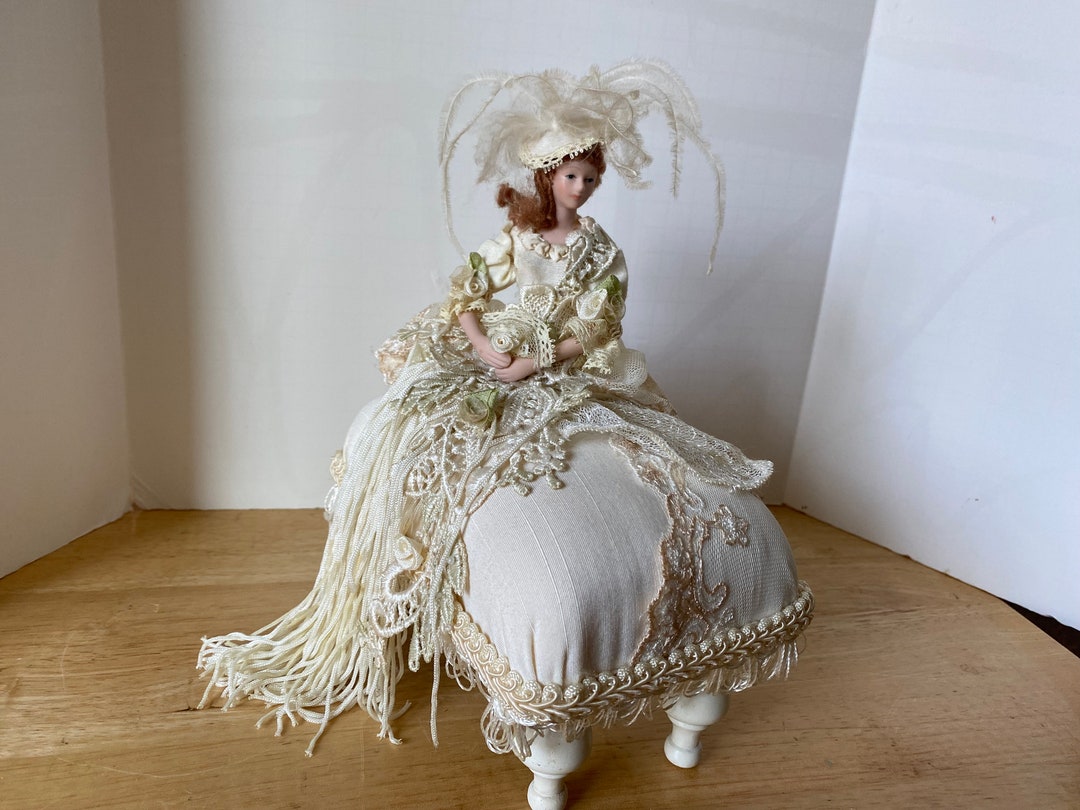 Vintage Tassel Victorian Doll in Ivory Sitting on Ornate - Etsy