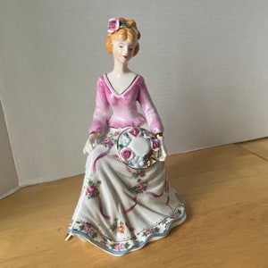 Vintage Fancy Lady Porcelain Ceramic Figurine 8 1/2" Tall With Gold ...