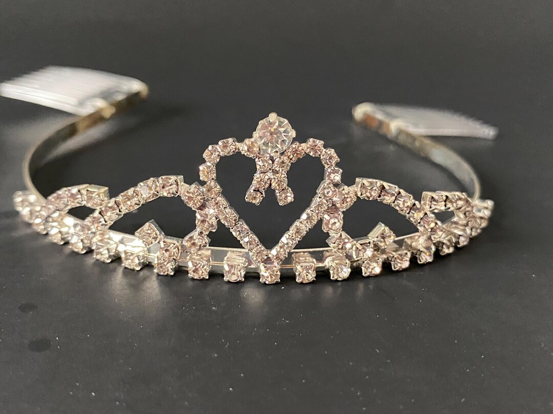 Rhinestone Silver Tone Tiara With Combs for Bride Princess Flower Girl ...