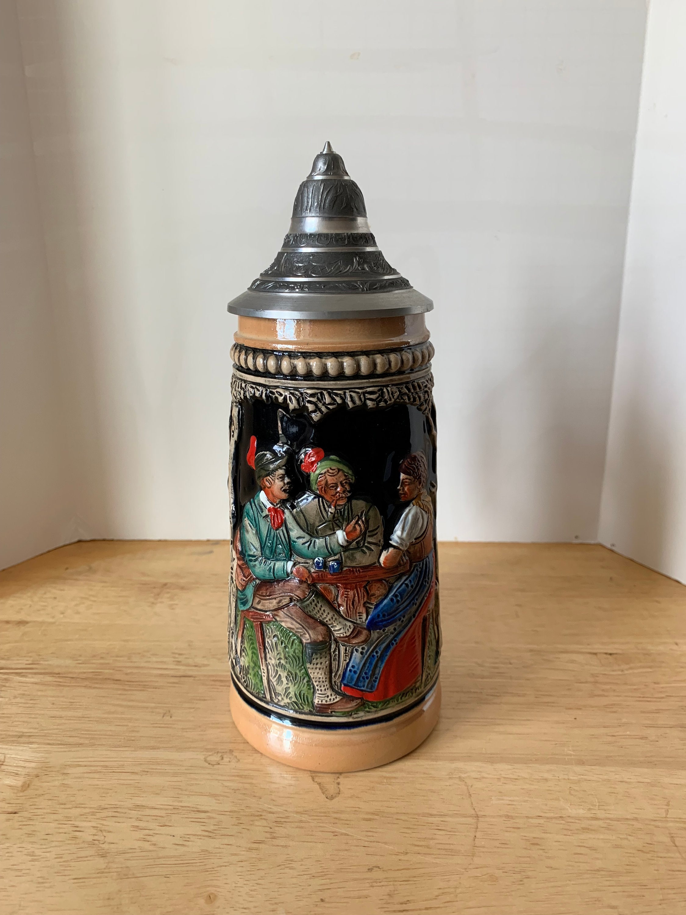 Vintage original Zoller and Born lidded German beer stein