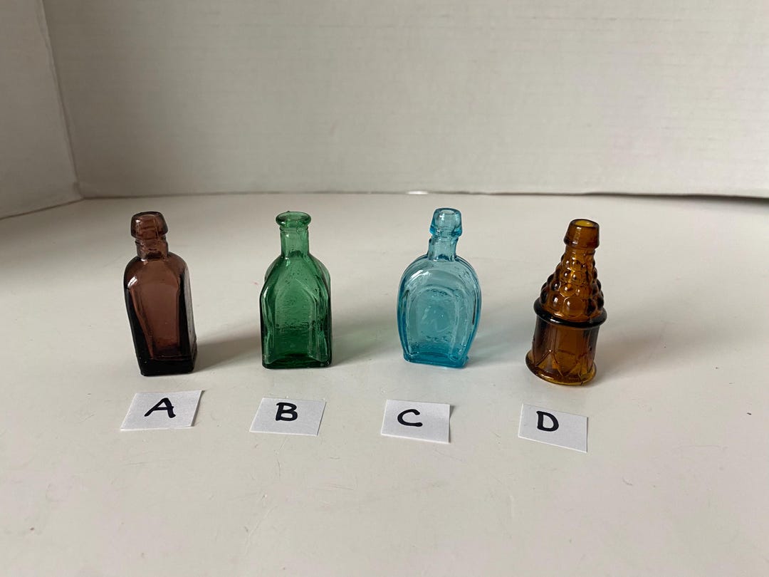 RARE 2" SIZE MINIATURE Wheaton Miniature Drum & Cannonball Amber Bottle ...