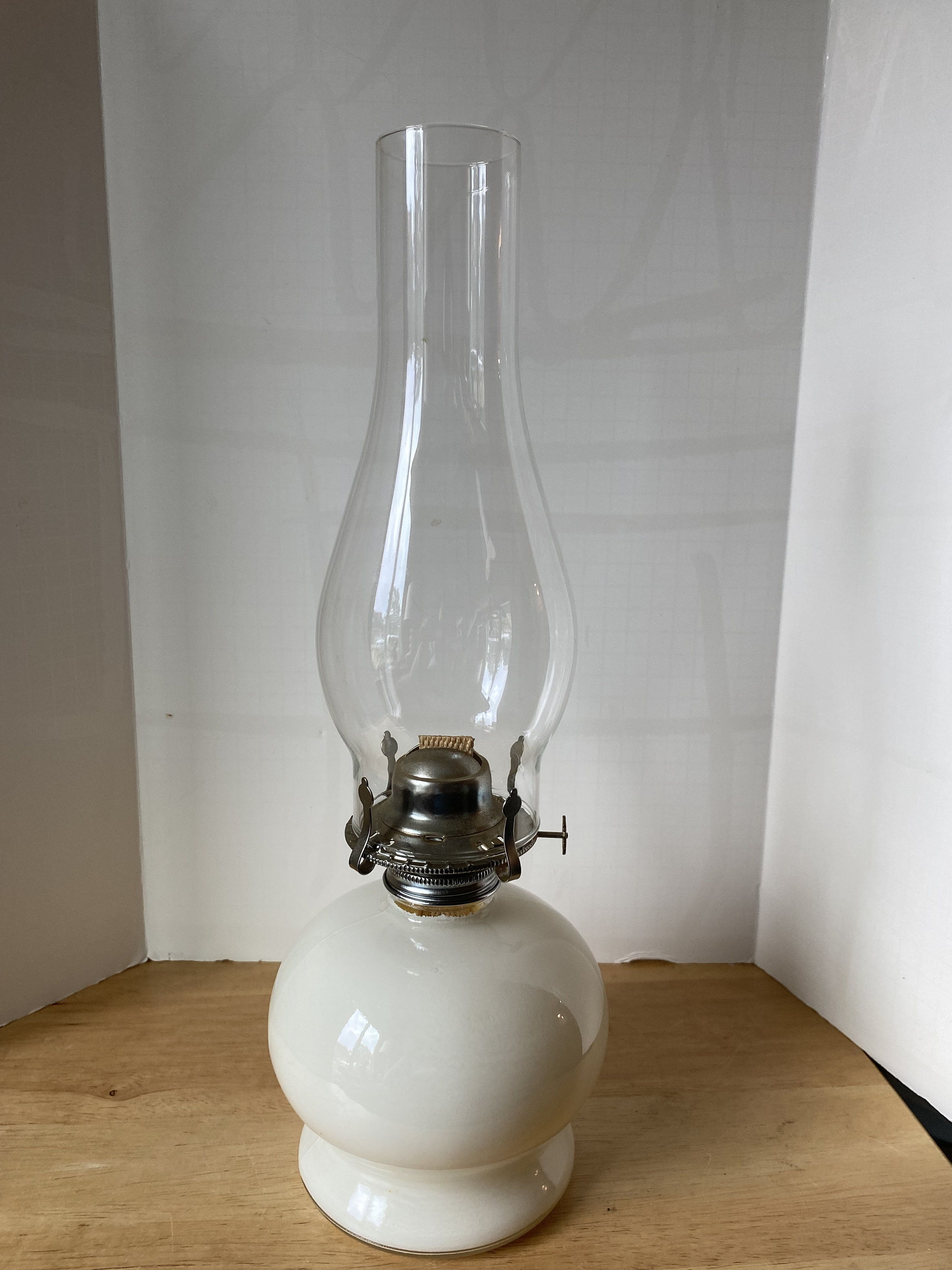 Floral Painted Glass Oil Lamp With Chimney and Wick - Etsy