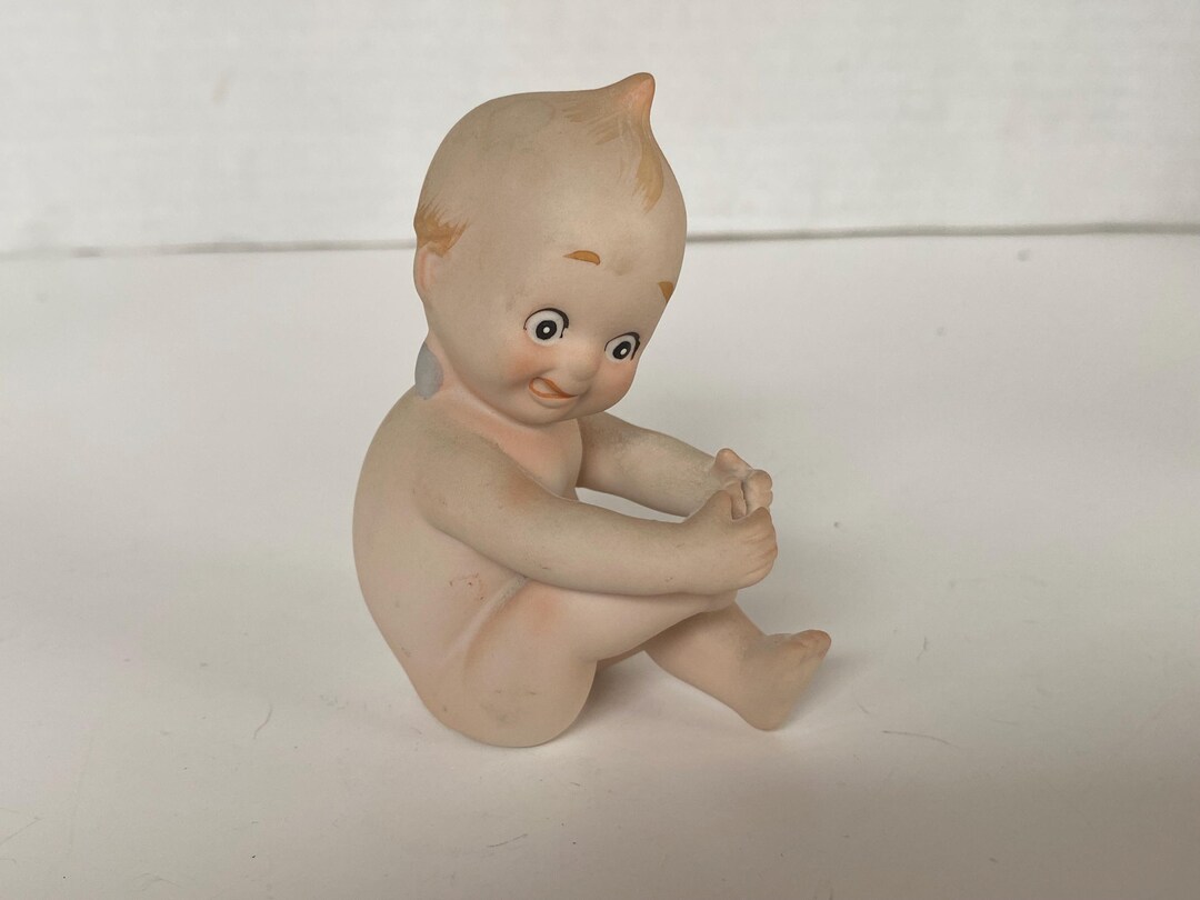Vintage Bisque Ceramic Kewpie Figurine With Budding Blue Angel Wings ...
