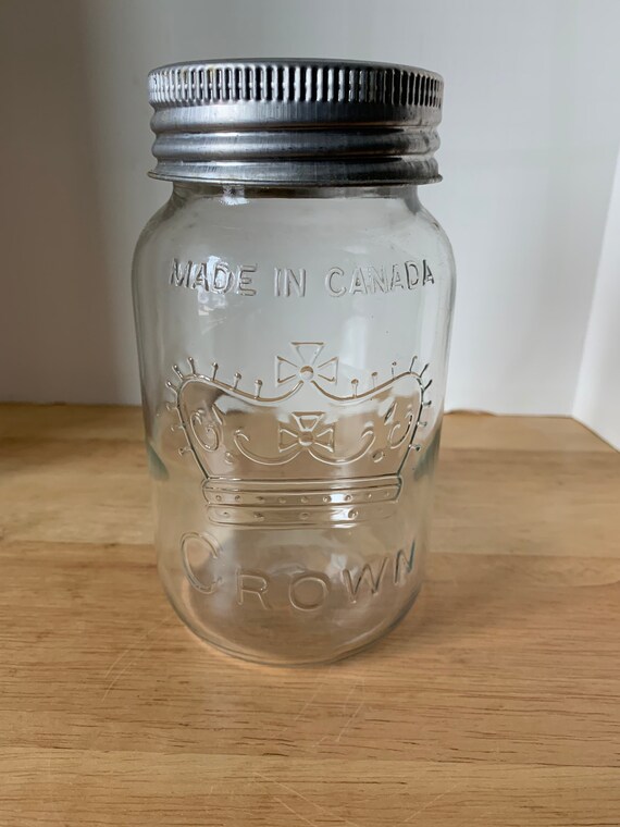 Vintage Crown Clear Imperial Quart Size Mason Jar With | Etsy