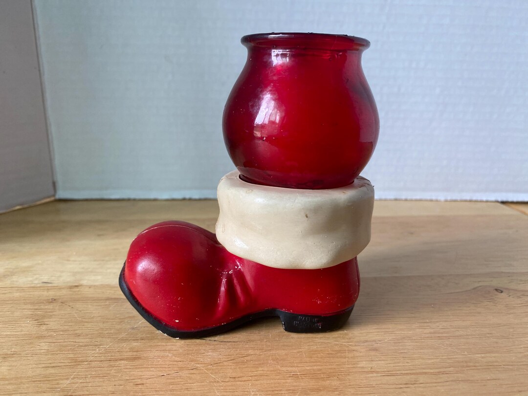 MCM Plastic Santa Boot Candle Holder With Candle - Etsy