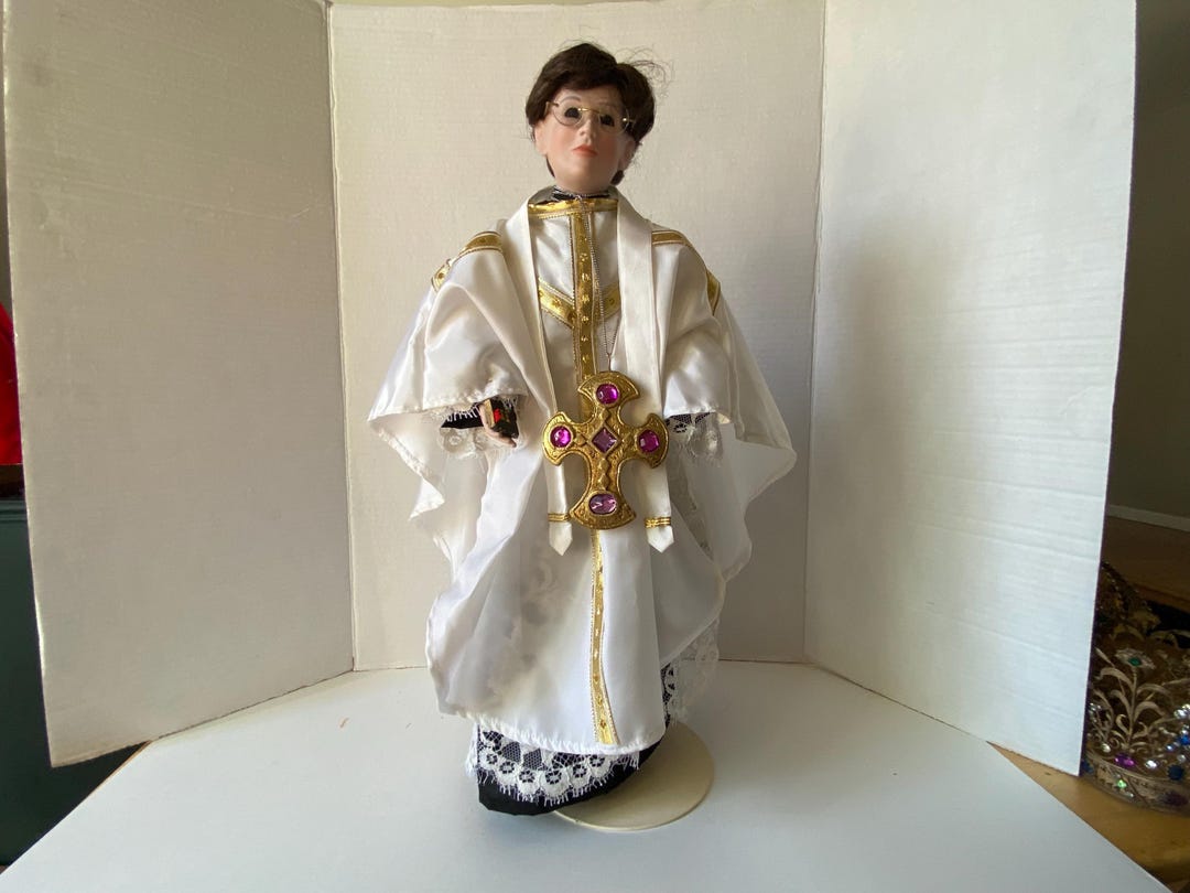 20" Porcelain Jointed Christian Priest Doll in Full Vestments - Etsy