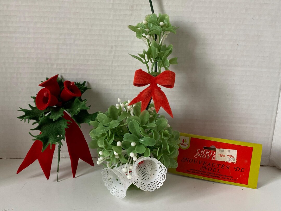 Choice of Vintage Plastic Hanging Mistletoe Kissing Ball With Bells or ...