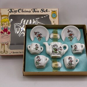 9 Piece Set Vintage Porcelain Miniature Tea Set in Original Box From ...