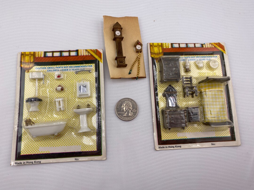 18 Piece 1:24 Scale Vintage Chadwicks Dollhouse Bedroom, Bathroom and ...