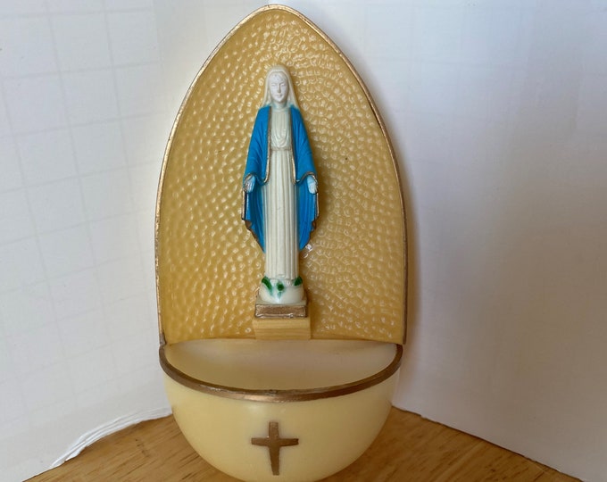 Vintage Holy Water Virgin Mary Mother of God Plastic Font Grotto Shrine ...