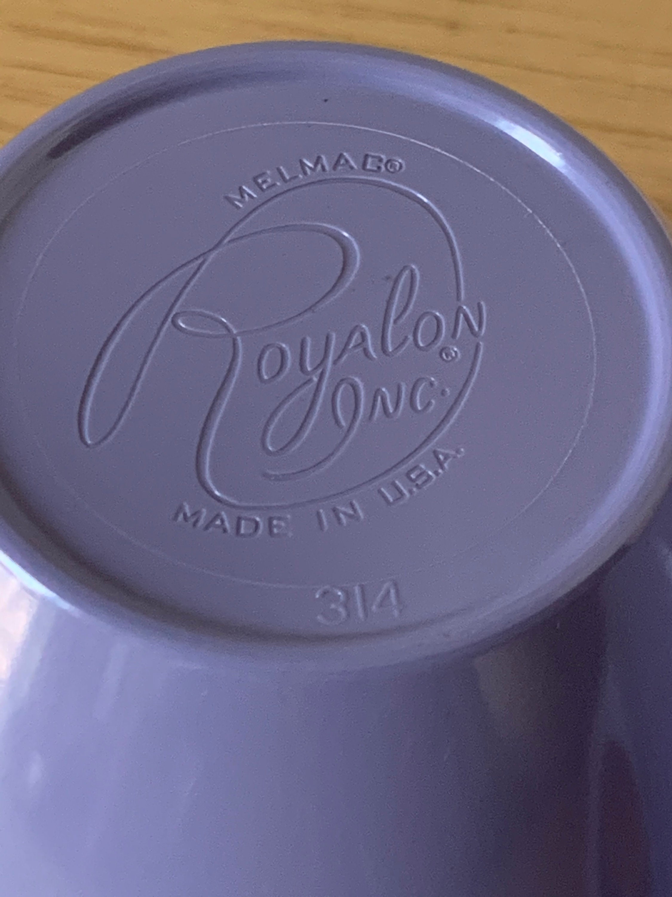 Vintage 3 piece Royalon purple melmac creamer and sugar bowl