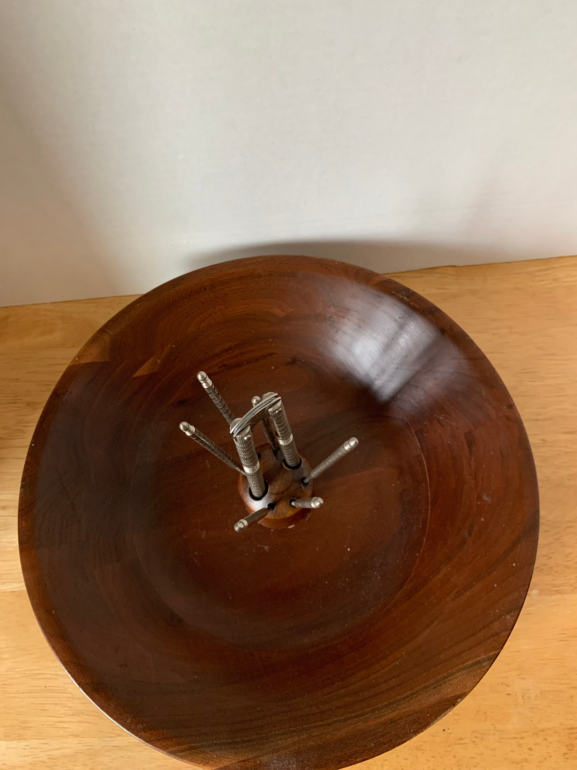Vintage 8 piece solid Walnut nut bowl set
