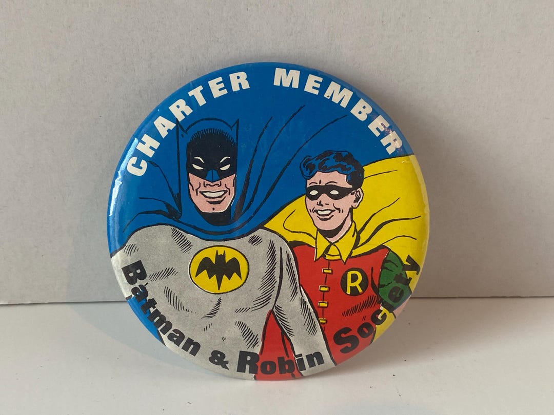 1968 Original Batman & Robin Society Charter Member Pin Back Button USA ...