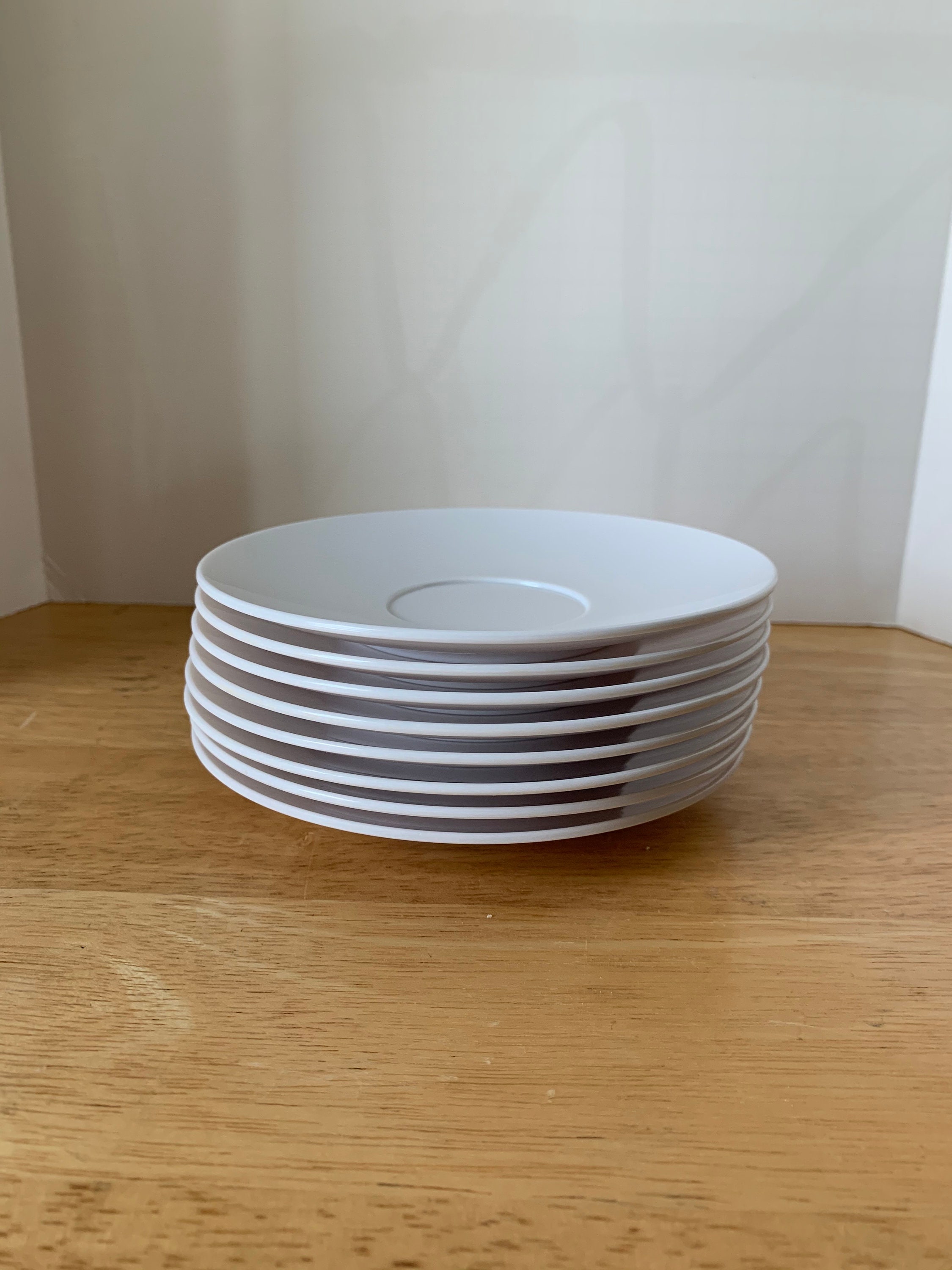 Vintage set of 8 Mar-Crest white saucers