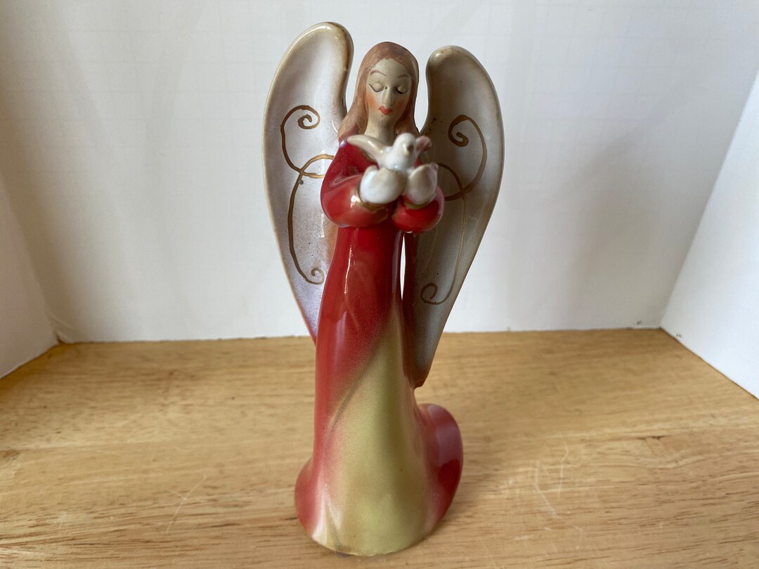 Beautiful Ceramic Porcelain Angel Holding Dove - Etsy