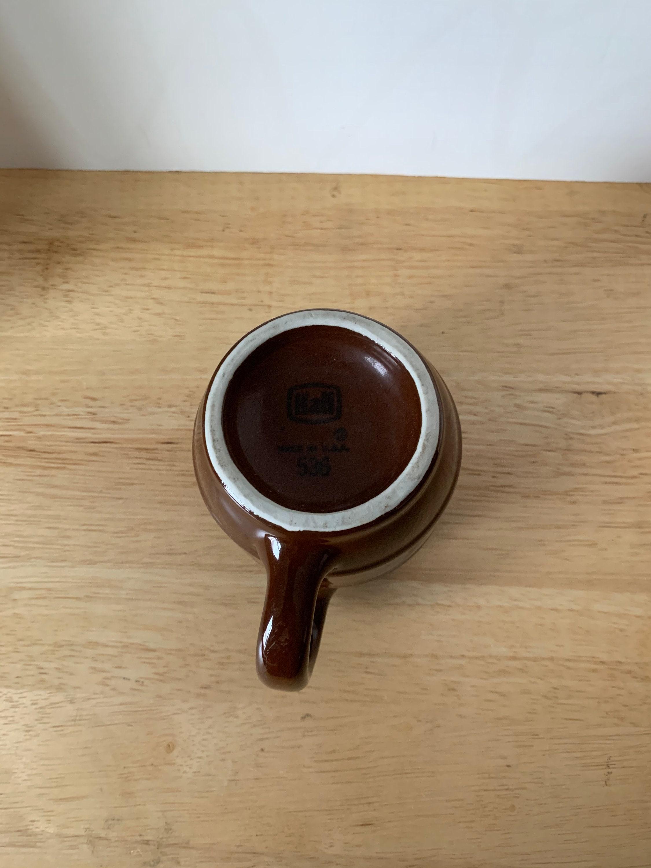 Vintage brown Hall barrel style coffee mug # 536