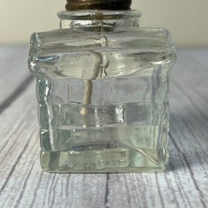 Vintage Miniature Clear Glass House Oil Lamp With Dark Chimney and Wick ...