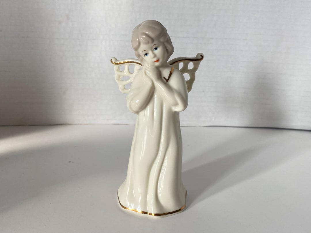 Lenox Style Ceramic Porcelain Angel Figurine With Lace Cutout Wings and ...
