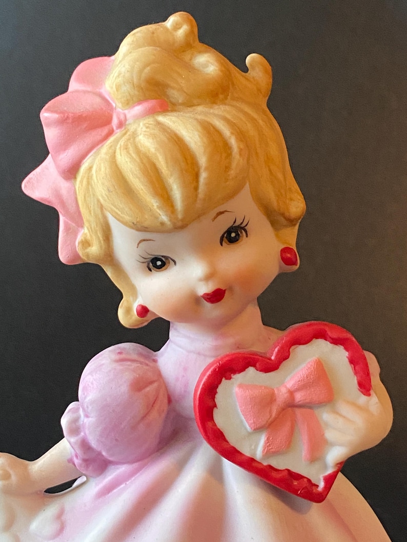 1950s Ceramic Lefton Rotating Valentine Music Box Plays "my Funny ...