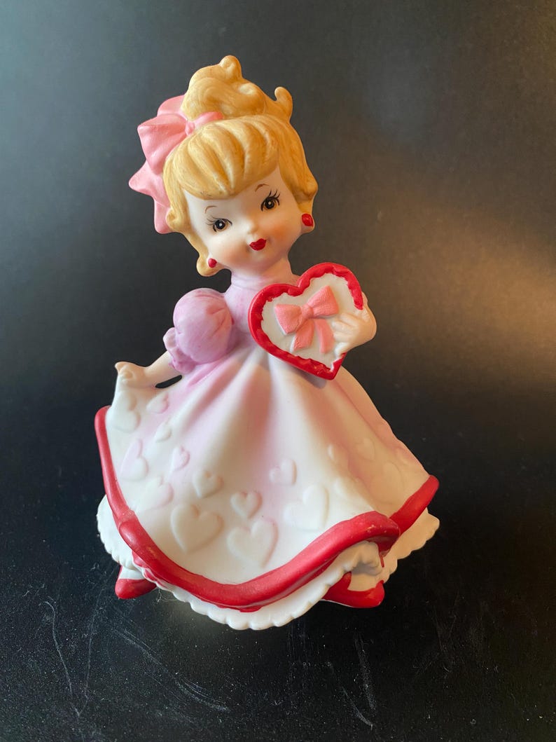 1950s Ceramic Lefton Rotating Valentine Music Box Plays "my Funny ...