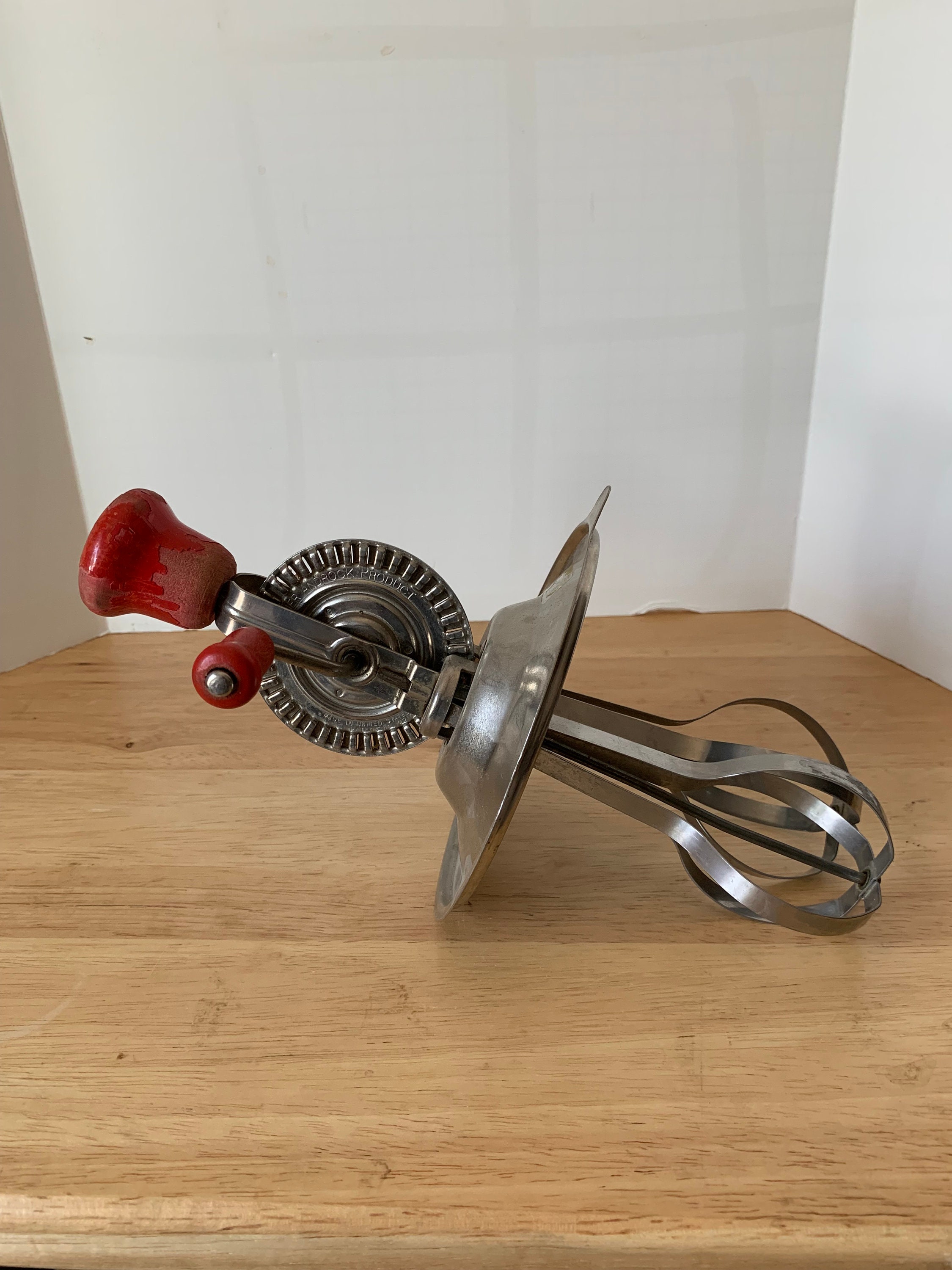 Vintage Androck hand mixer or egg beater with top