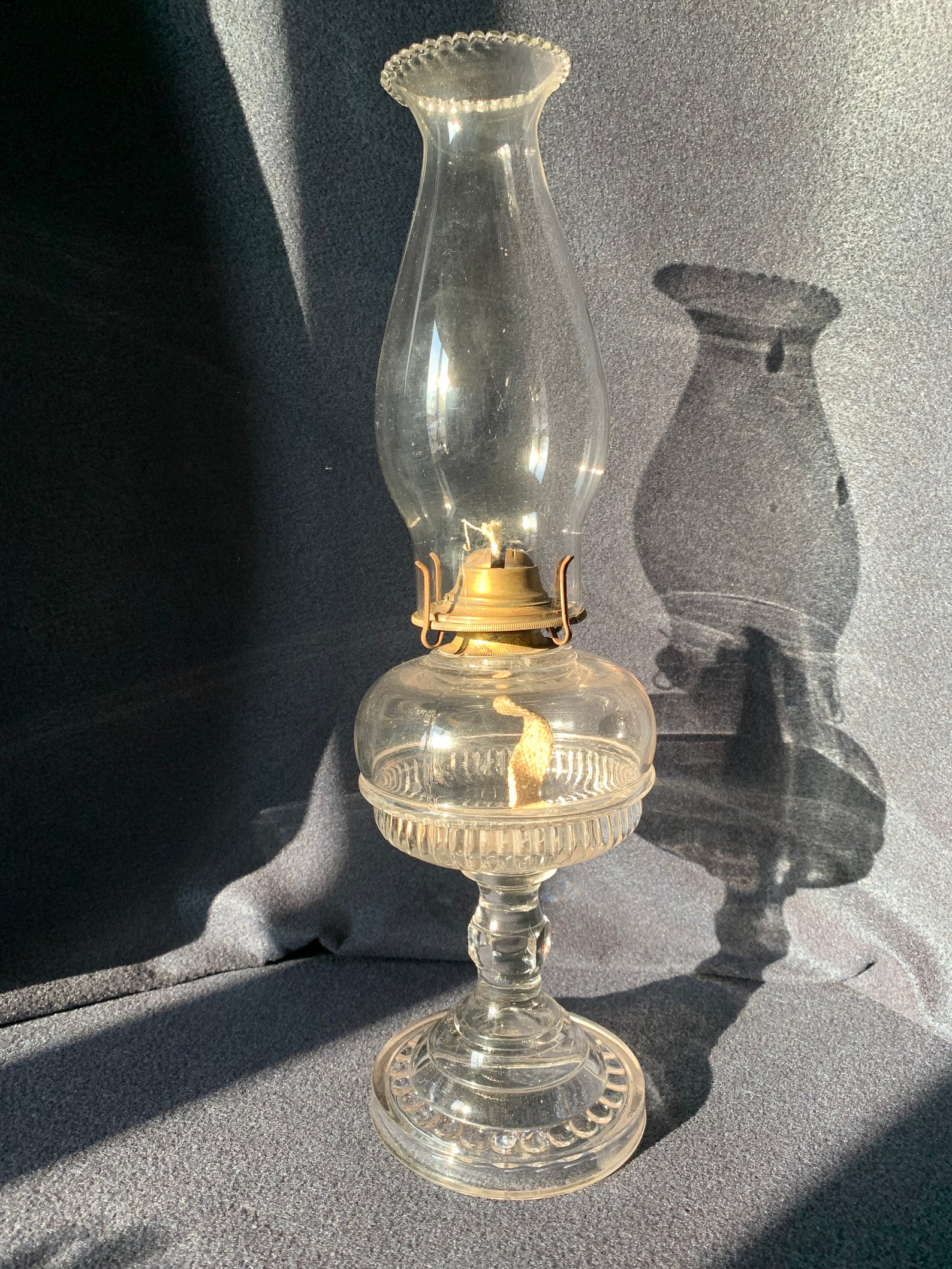 Vintage Cut Glass and Hob Nail Oil Lamp With Wick and Chimney - Etsy