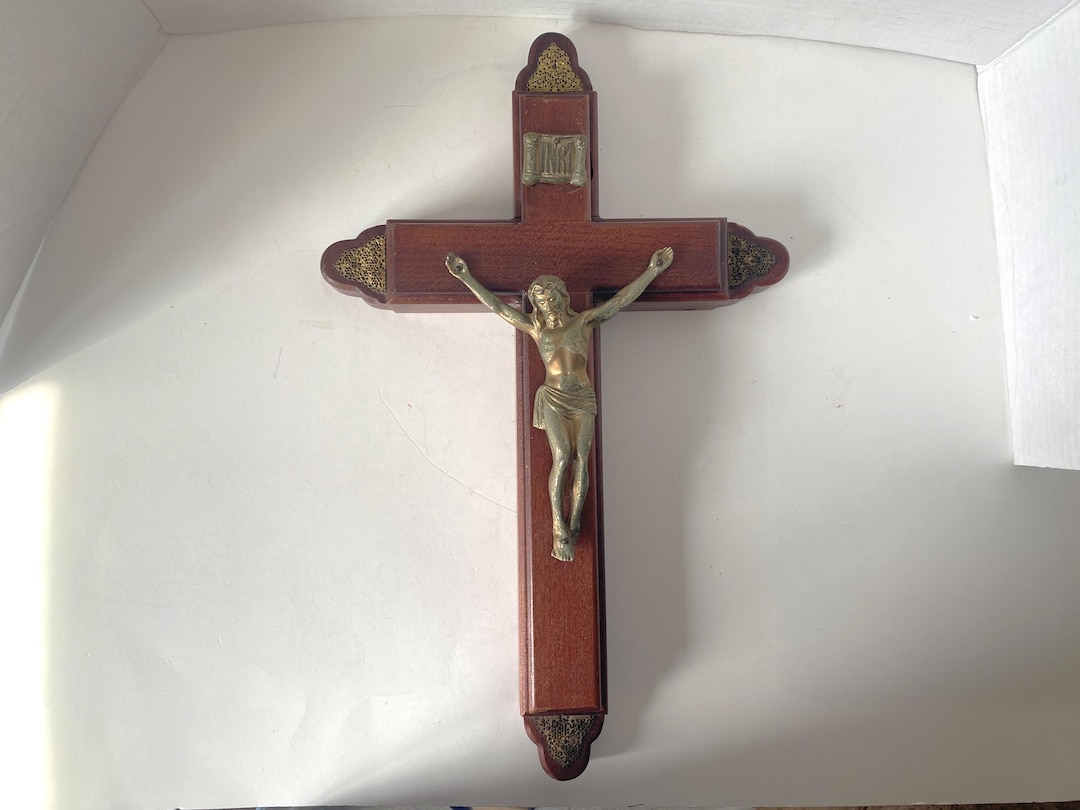 Vintage Sick Call Crucifix W/gold Filigree Decorative Metal Plates ...