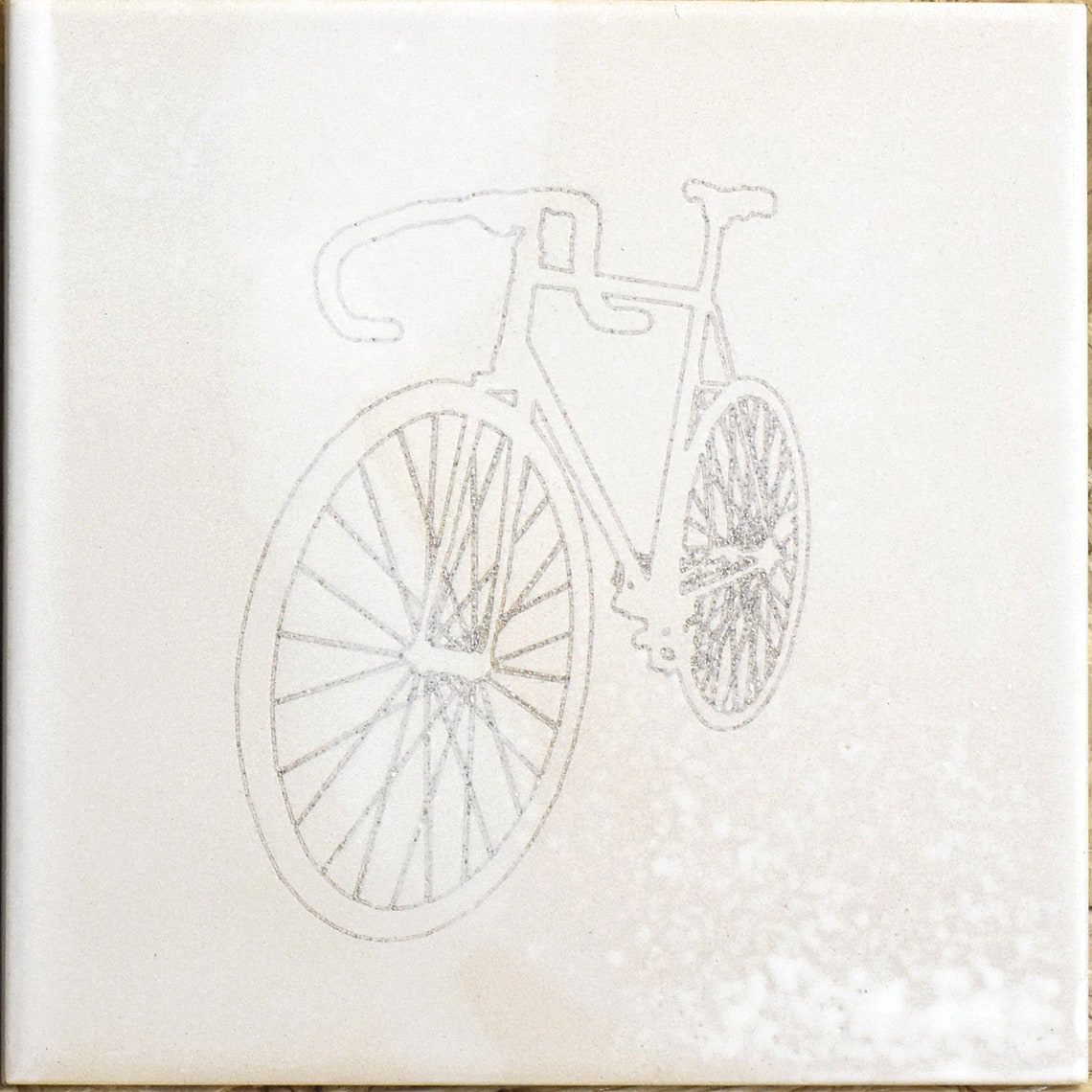 Laser Engraving of Bicycle on Standard Tile, Use as Coaster Decoration ...
