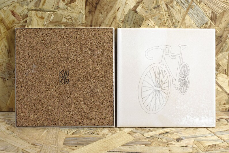 Laser Engraving of Bicycle on Standard Tile, Use as Coaster Decoration ...