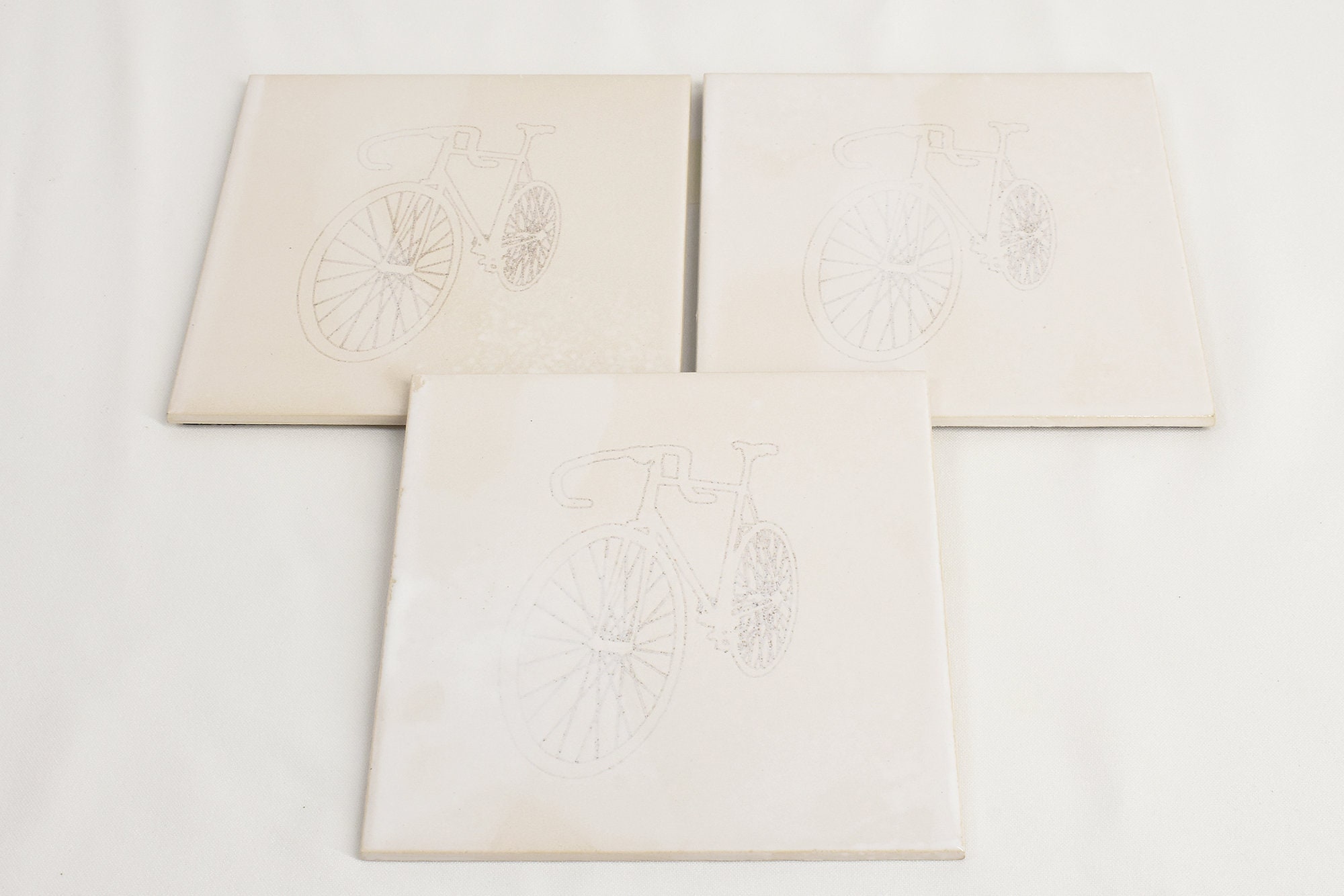 Laser Engraving of Bicycle on Standard Tile, Use as Coaster Decoration ...